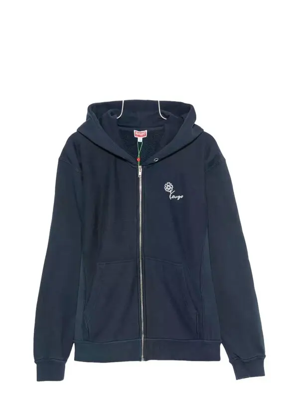 Kenzo Floral Print Zip-up Hoodie - Blue
