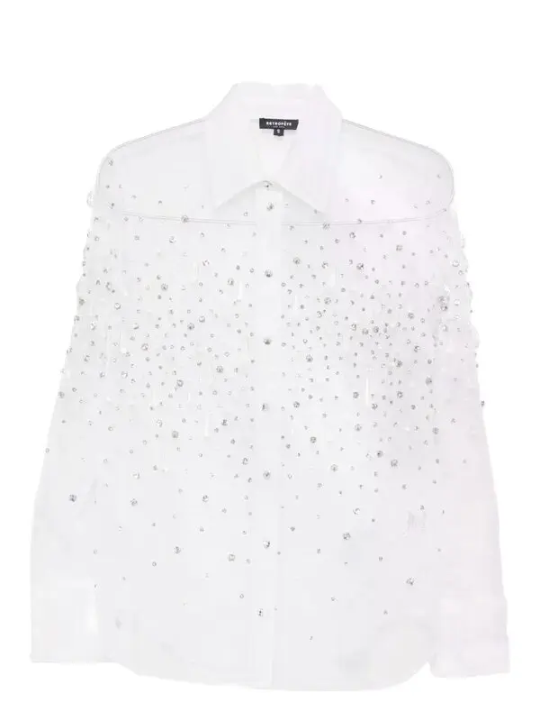 Retrofete Crystal Embellished Sheer Shirt - White