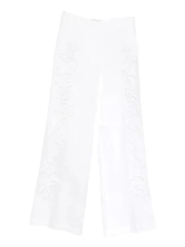 ERMANNO FIRENZE Broderie Anglaise Wide Leg Trousers - White