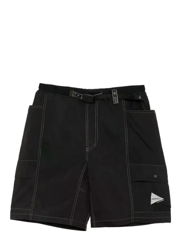 AND WANDER Brushed Cargo Shorts - Black