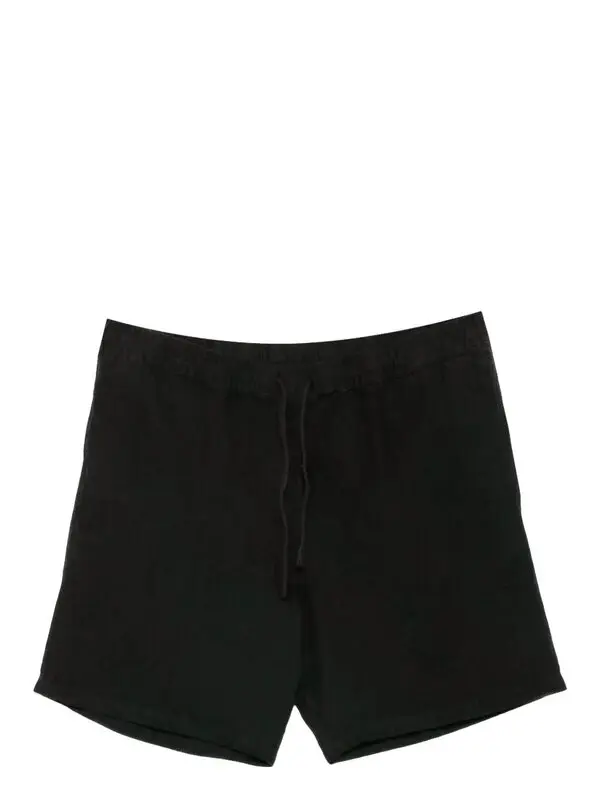 120% Lino Drawstring Waist Shorts - Black