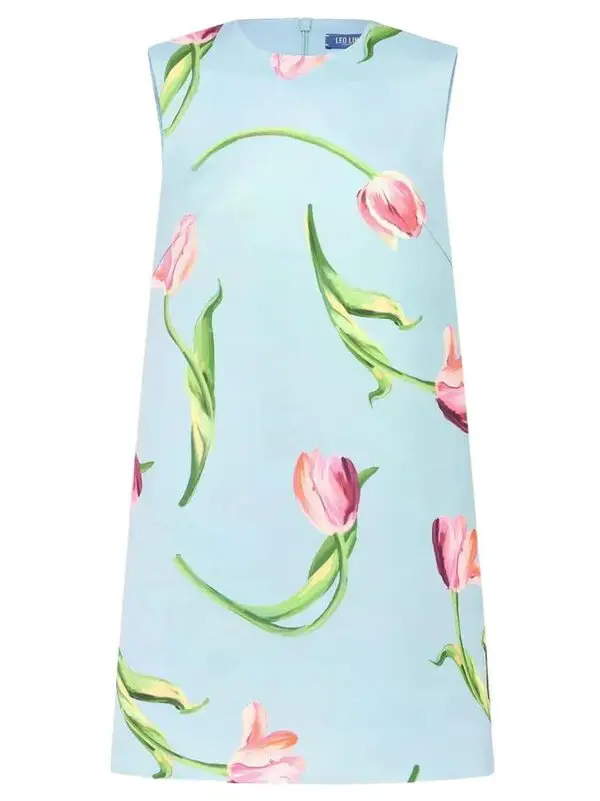 LEO LIN Yvonne Tulip-print Mini Dress - Blue