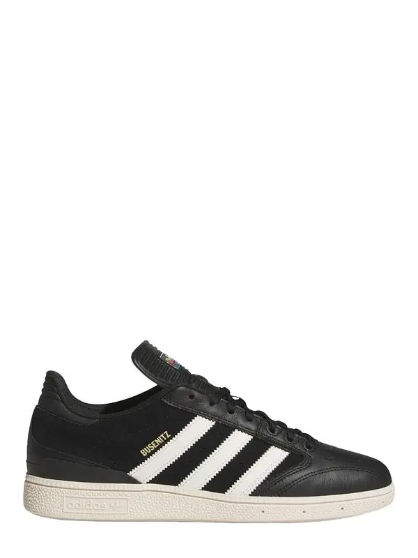 Adidas Busenitz Black Leather Lace-up Sneakers - Core Black/chalk White/gold Metallic