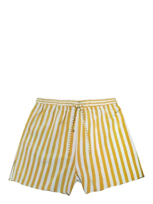 SESSUN Vertical Stripe Drawstring Shorts - Yellow
