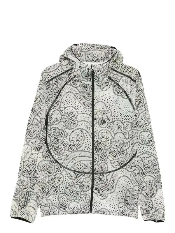 Asics Dot-print Hooded Zip-up Jacket - White