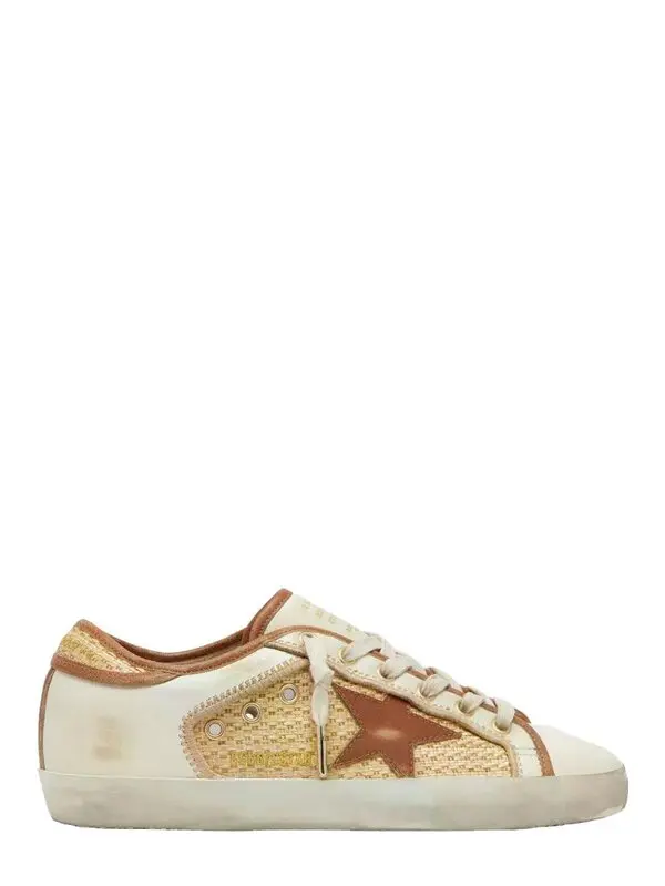 GOLDEN GOOSE Super-star Sneakers With Raffia Detailing - Neutrals