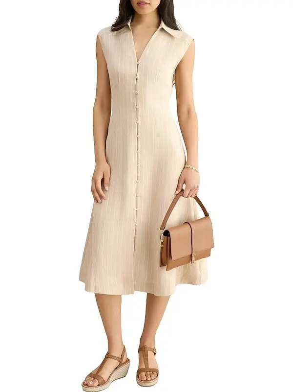 HOBBS LONDON Sleeveless Collared Midi Dress - Neutral
