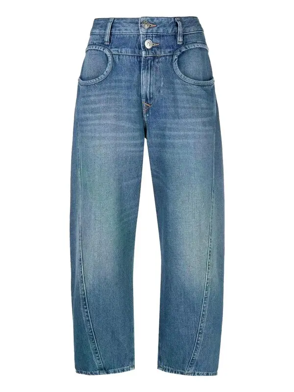 DIESEL® High-rise Cropped Straight-leg Trousers - Blue