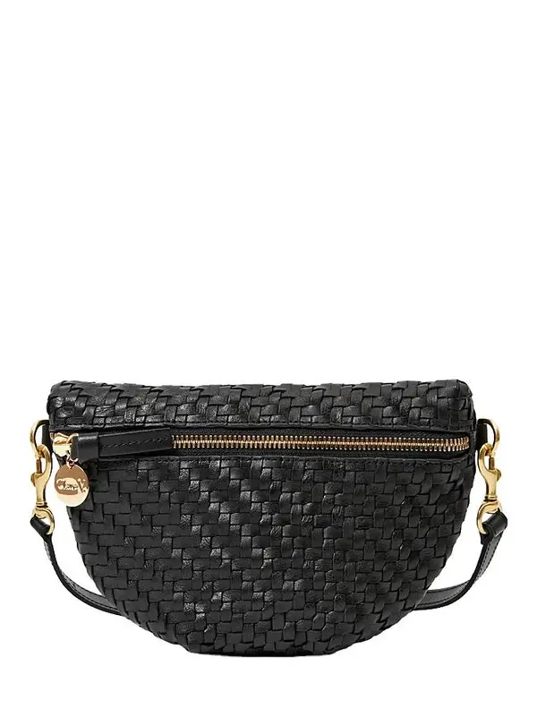 Clare V. Petite Woven Leather Fanny Pack - Black