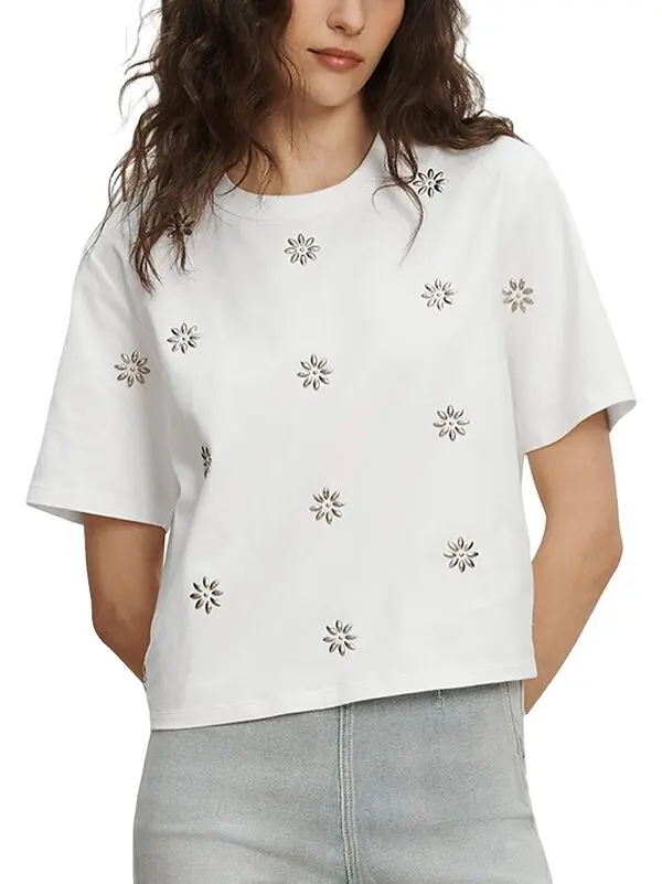 Veronica Beard Embellished Cotton T-shirt - White