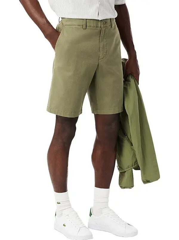 Lacoste Regular Fit Stretch Cotton Blend Chino Bermuda Shorts - Khaki Green