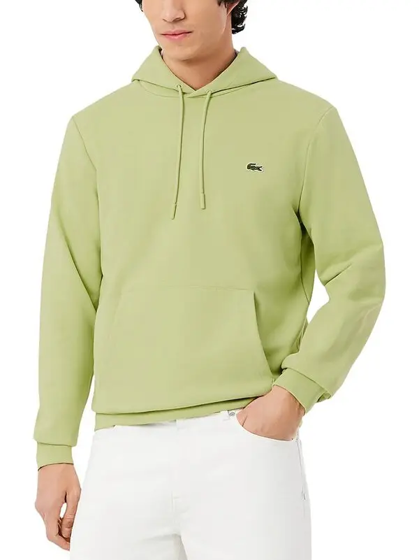 Lacoste Cotton Fleece Hoodie With Embroidered Logo - Green
