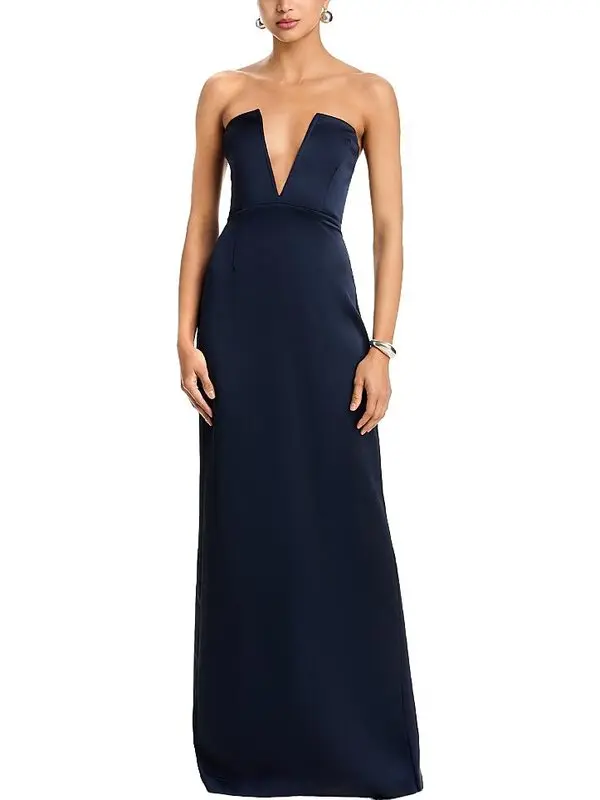 Ramy Brook Raquel V Neck Gown - Navy
