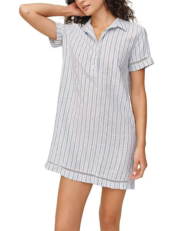 Bella Dahl Short Sleeve Shirt Dress - Ocean Blue