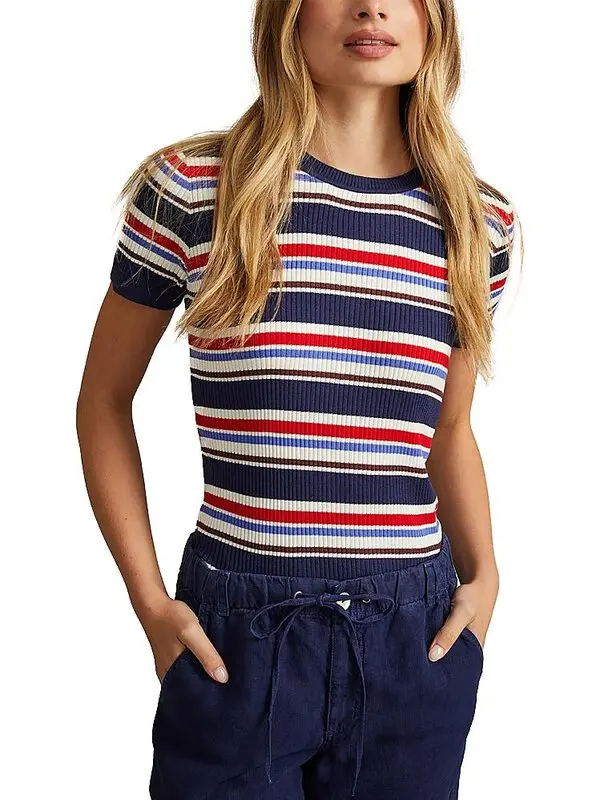 Bella Dahl Fitted Crewneck Tee - Seaside Stripe