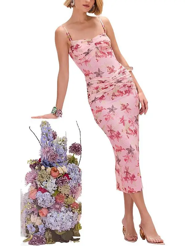 PatBO Orchid Bloom Midi Dress - Rose