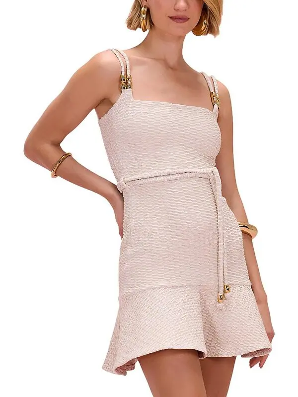 PatBO Golden Knit Mini Dress - Off White