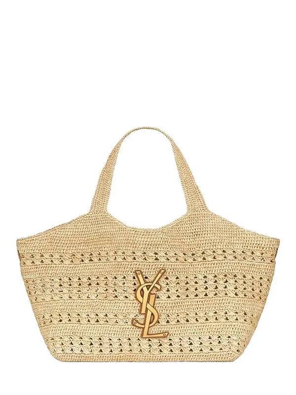 Saint Laurent Icare Raffia Tote Bag - Natural