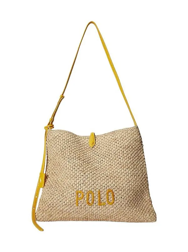Polo Ralph Lauren Raffia Messenger Bag - Natural/canary Yellow
