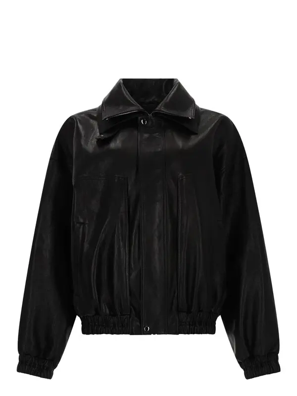 Magda Butrym Leather Bomber Jacket - Black