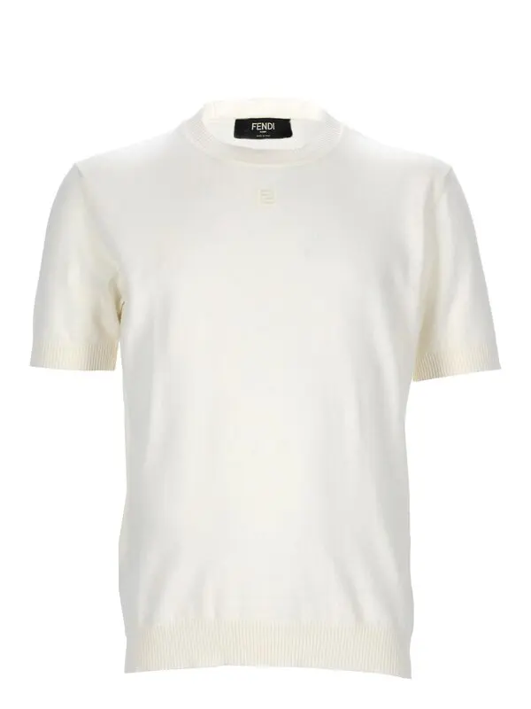 Fendi Cashmere Short Sleeve Sweater - White