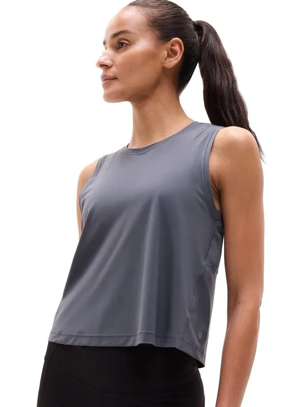 Athleta Ultimate Muscle Tank Cropped Crewneck Sleeveless - Slate