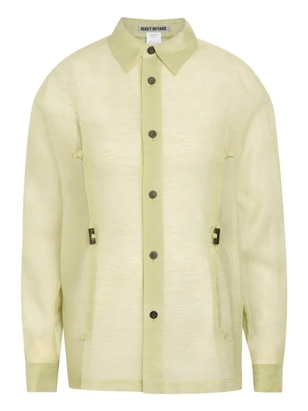 Issey Miyake Drawstring Organza Shirt - Olive