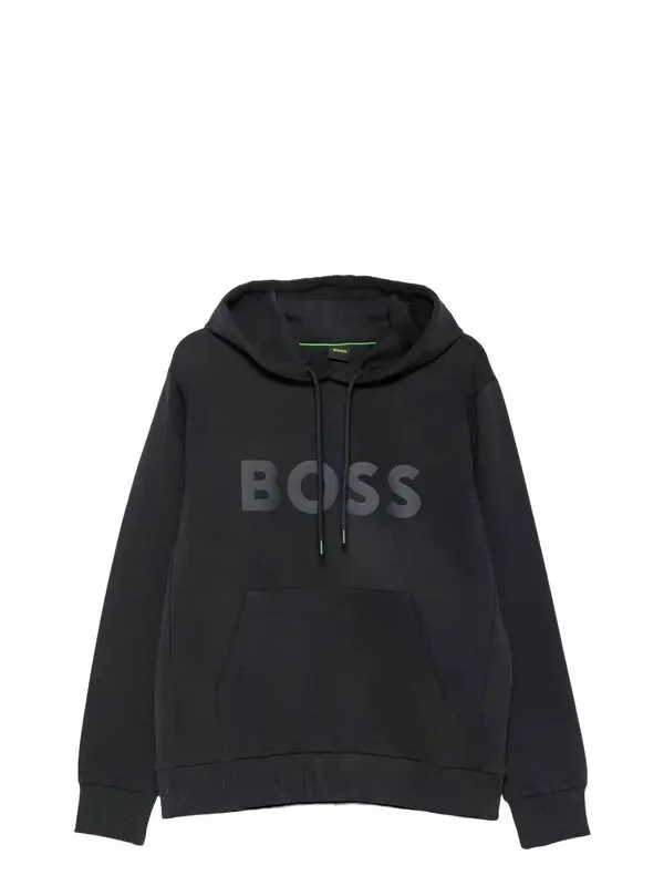 BOSS Logo Print Drawstring Hoodie - Blue