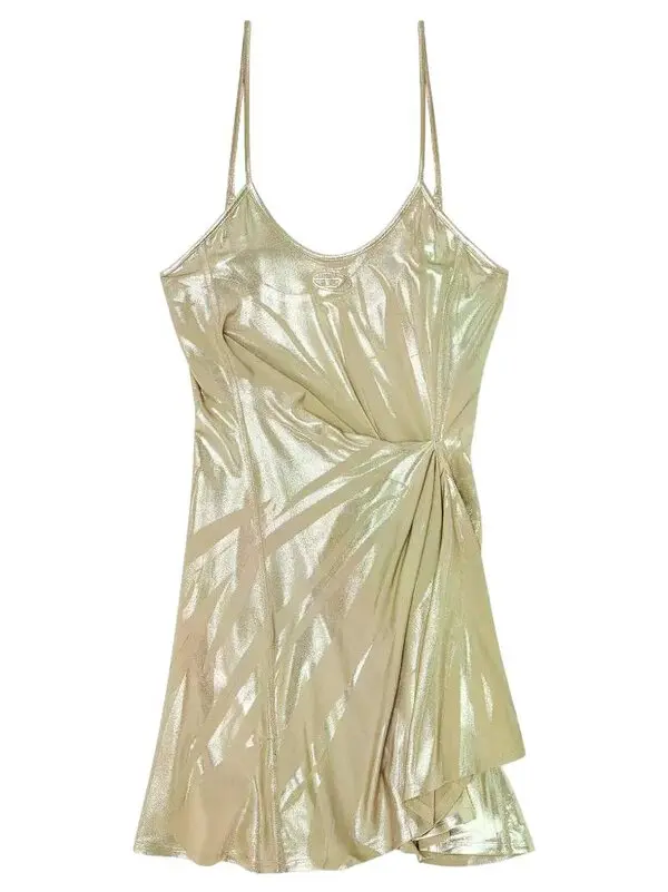 DIESEL® D-invy Draped Metallic Mini Dress - Gold