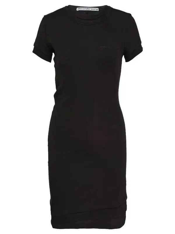Alexander Wang Logo Detail Crewneck Mini Dress - Black