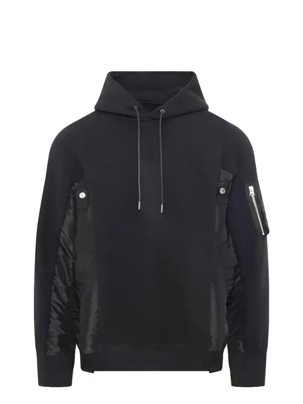 Sacai Sponge Sweat And Nylon Twill Hoodie - Black