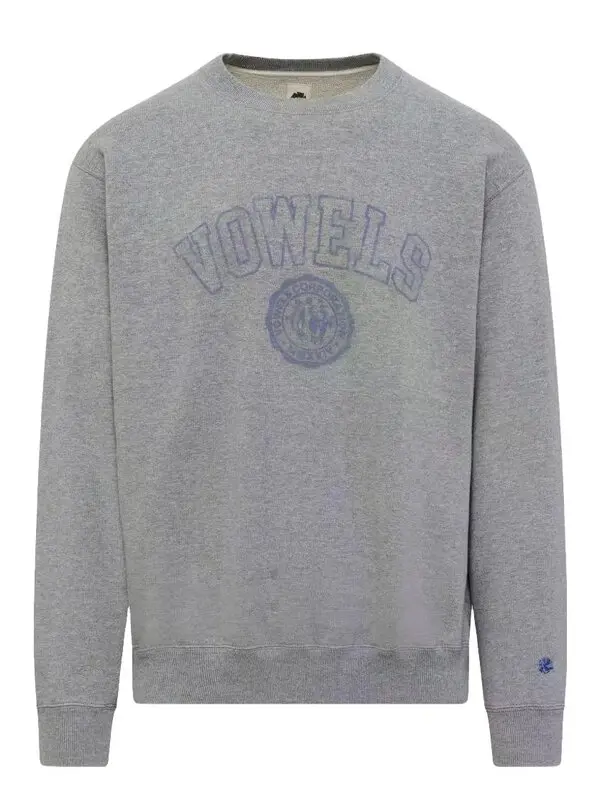 VOWELS Collegiate Print Crewneck Sweater - Grey