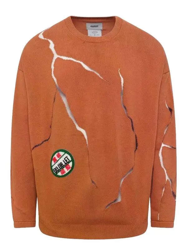 DOUBLET Cracked Egg Design Knit Sweater - Orange