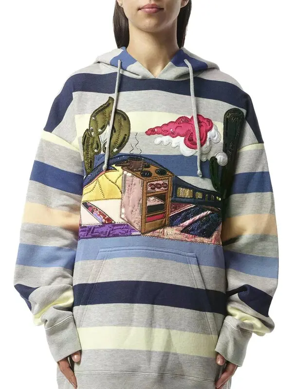 Marc Jacobs Sequin-embellished Striped Hoodie - Blue