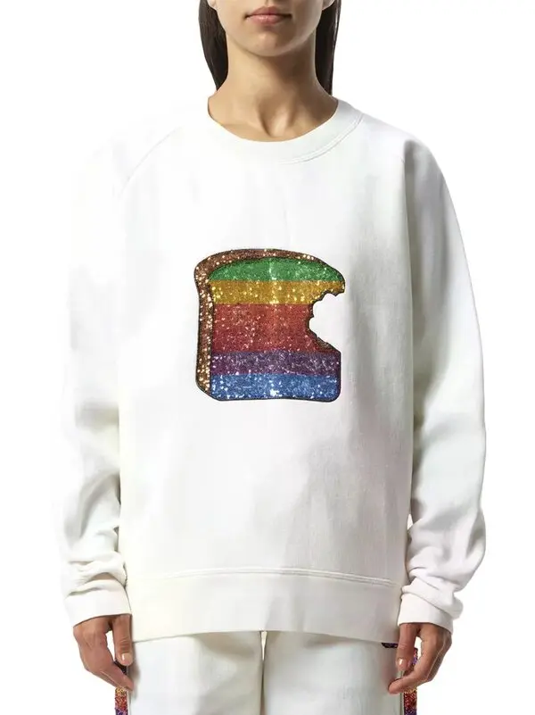 Marc Jacobs Sequin Embellished Raglan Sweatshirt - White