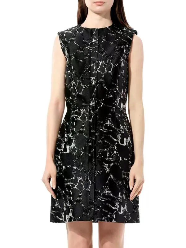 Balenciaga Marble Print Sleeveless Dress - Black