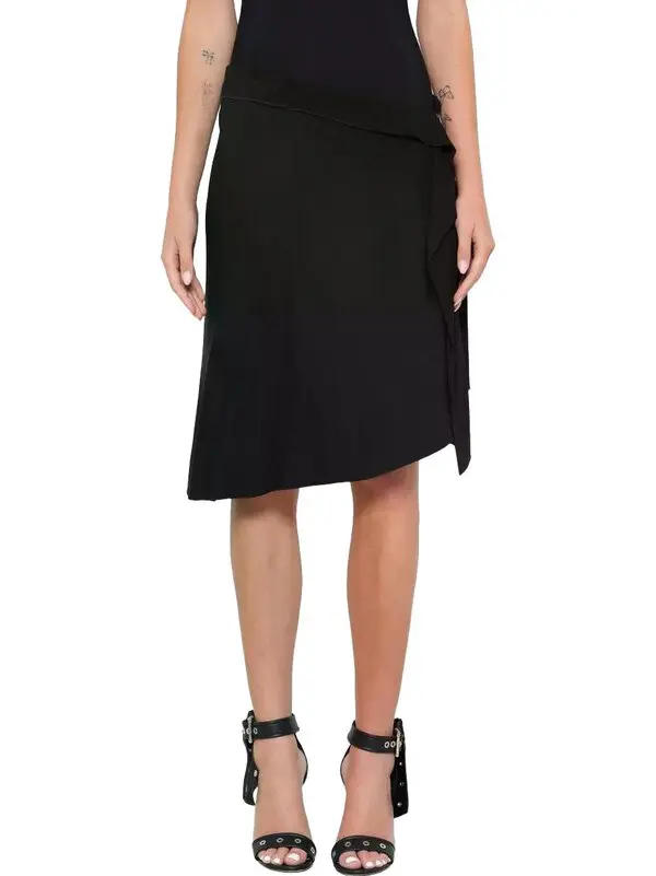 LANVIN Asymmetric Ruffled Midi Skirt - Black