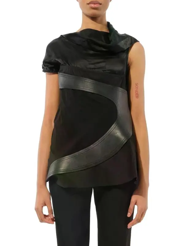 Rick Owens Sleeveless Arc-hem Top With Satin Panels - Black