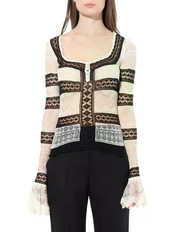 Alexander McQueen Square Neck Lace Cardigan - Neutrals