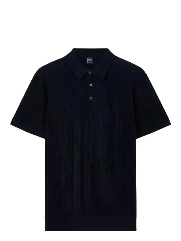 Fedeli Rafael Ribbed-knit Short-sleeve Polo Shirt - Blue