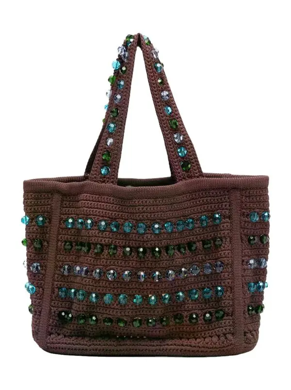 Sandro Bead-embellished Crochet-knit Tote Bag - Brown