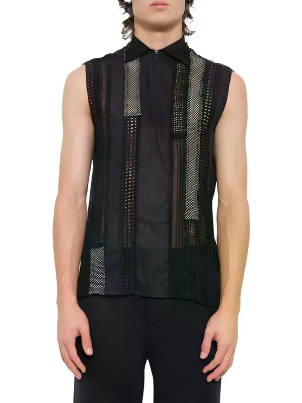 LANVIN Sleeveless Patchwork Shirt - Black