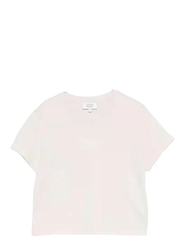 Maison Kitsuné Embroidered Cropped T-shirt - Neutrals