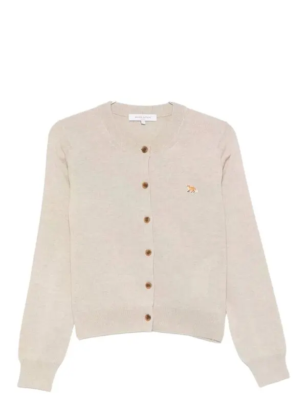 Maison Kitsuné Buttoned Fox-patch Cardigan - Neutrals