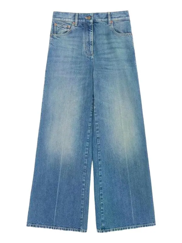 Valentino Garavani Wide Leg Denim Pants - Blue
