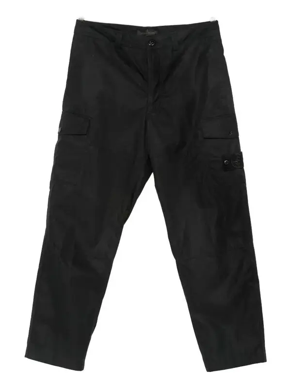 Stone Island Logo Patch Cargo Pants - Black