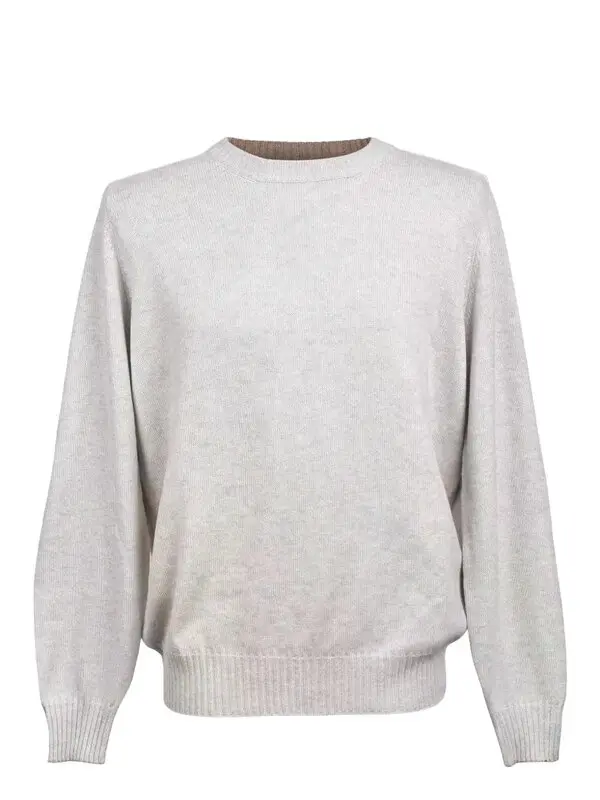 Brunello Cucinelli Crew Neck Sweater With Elbow Patches - Grey
