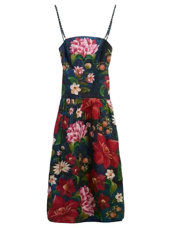 Barbour Wild Flower Floral-print Sleeveless Midi Dress - Blue