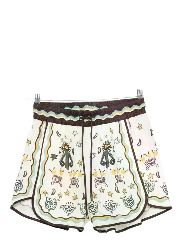 ALEMAIS Graphic Print Drawstring Shorts - Neutrals