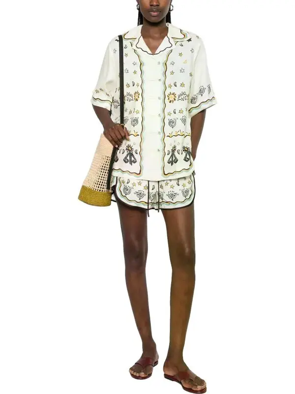 ALEMAIS Graphic Print Short Sleeve Shirt - Neutrals